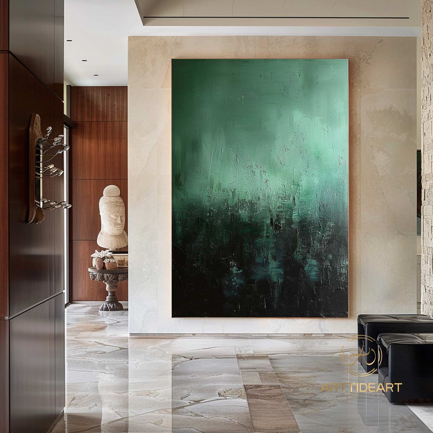 Large Green Abstract Painting Green Art Modern Abstract Painting ...