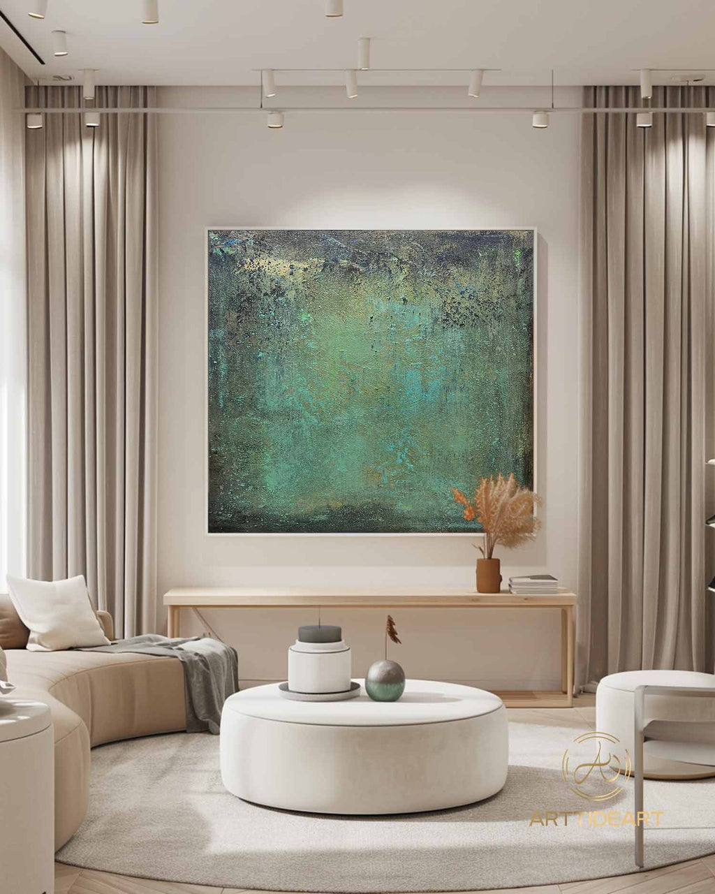 Green minimalism painting green wall art green canvas painting green ...